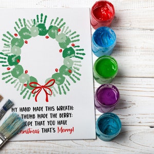 Handprint Art, Christmas Wreath Poem, Diy Postcard, Craft Gift From ...