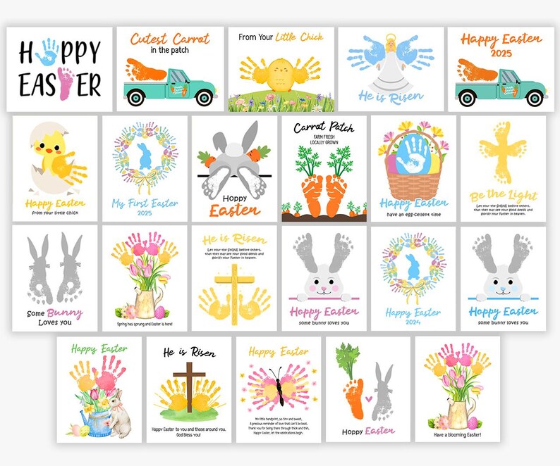 Easter Handprint Art Craft, BUNDLE, Footprint Art, Easter Kids Activity ...