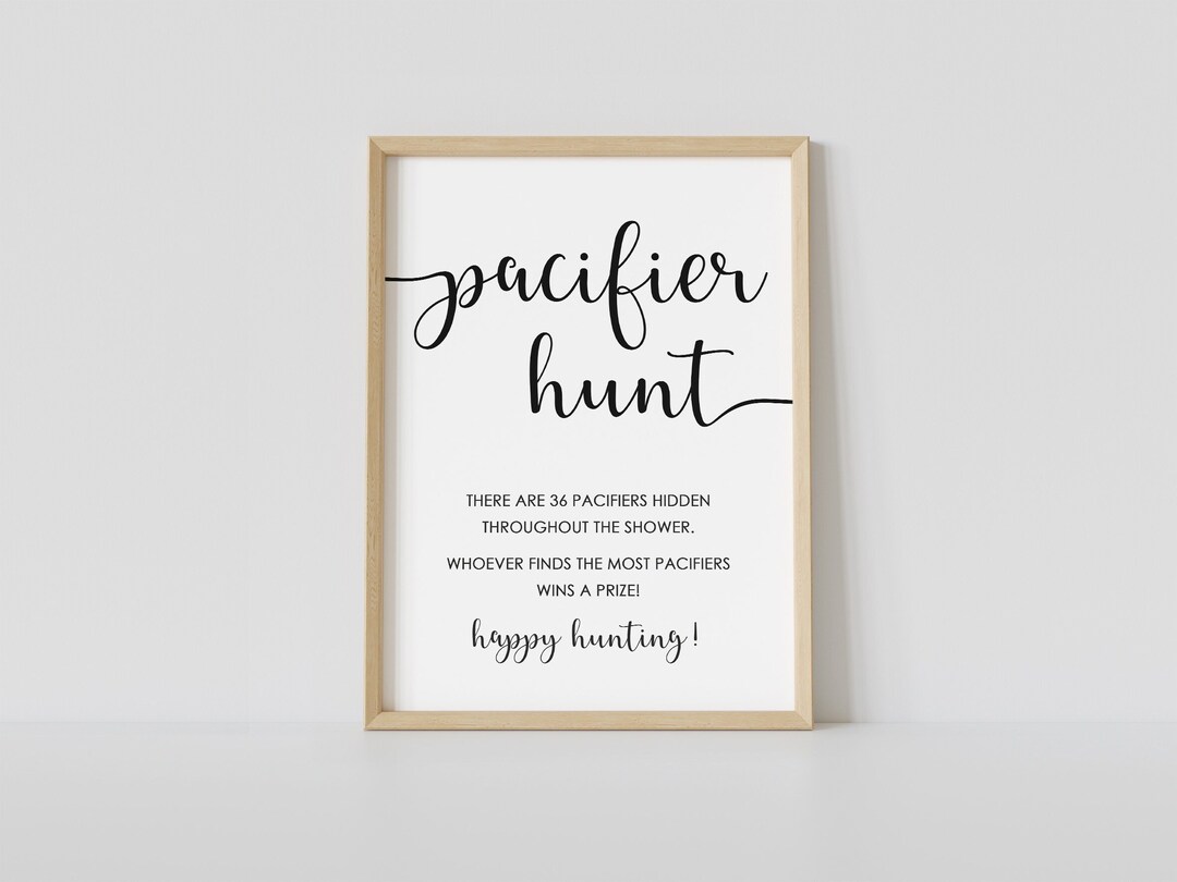 Pacifier Hunt Game, Minimalist Baby Shower, Pacifier Hunt Game, Black ...