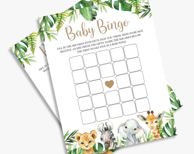 Safari Baby Shower Bingo Cards - Printable Blank Bingo Cards AND ...