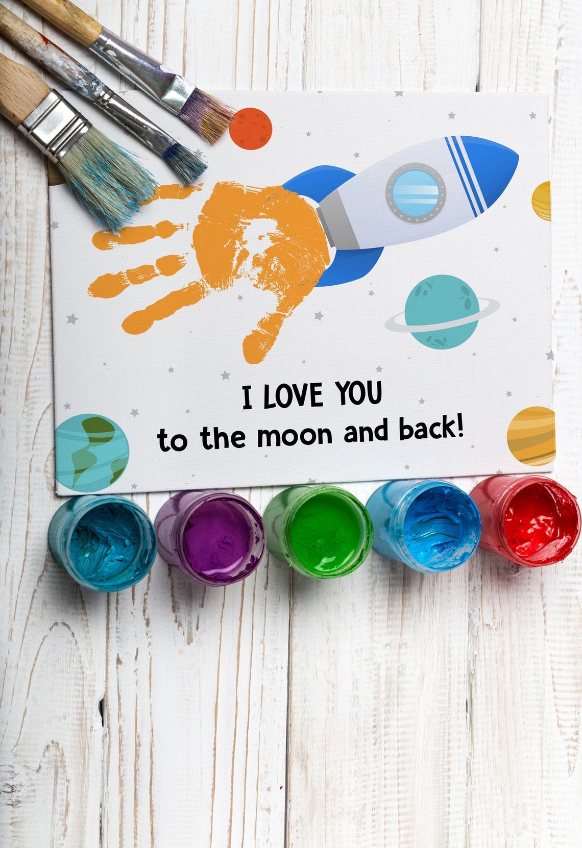 Handprint art I love you to the moon and back fathers day | Etsy