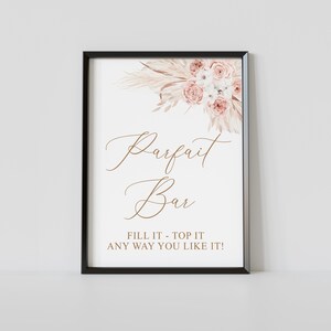 Parfait Bar Sign, Boho Bridal Shower, Printable, Table Sign, Pampas ...