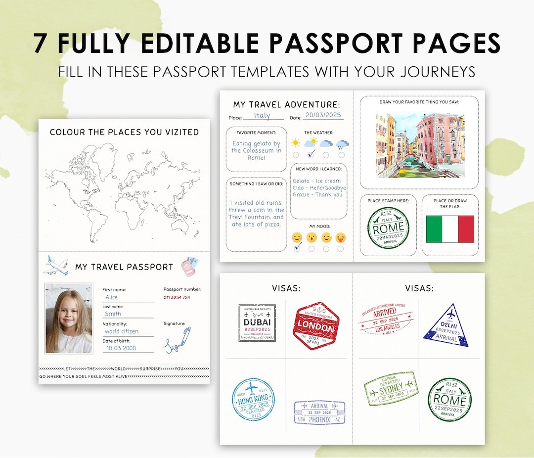 Kids Pretend Play Passport Bundle: Editable Travel Games (canva ...