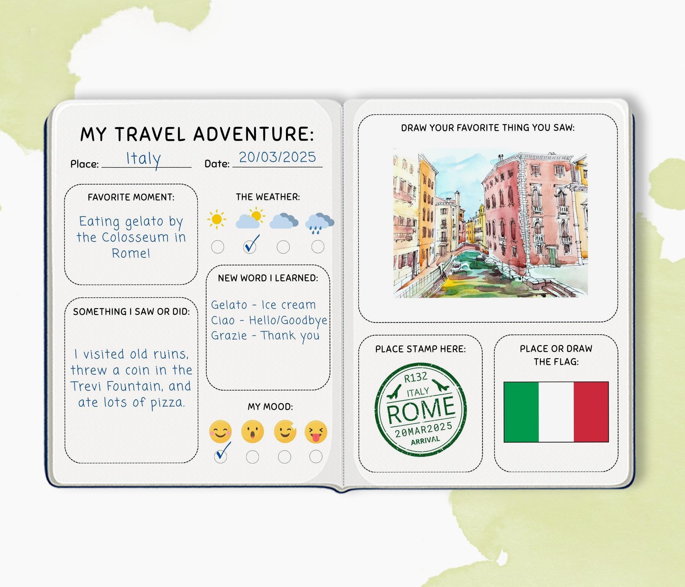 Editable Passport for Kids for Pretend Play Travel and Learning, Bundle ...