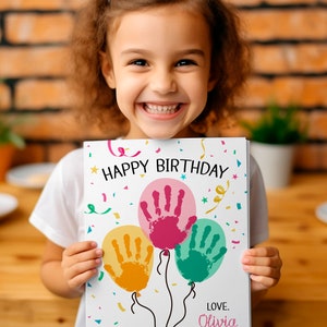 Handprint Balloons Birthday Card: DIY Keepsake Gift (printable) - Etsy