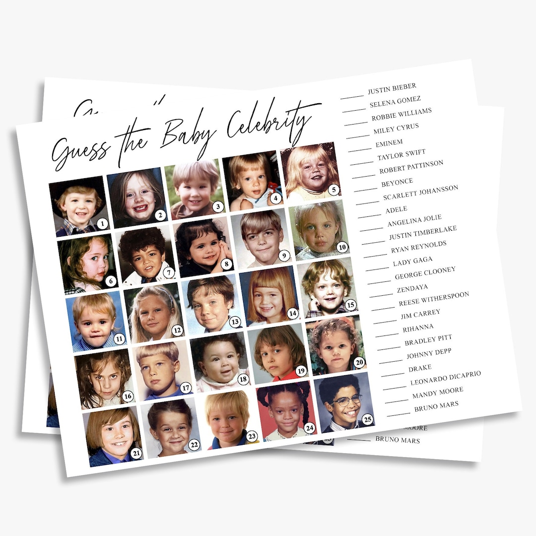 Printable Baby Shower Games, Guess the Baby Celebrity Game With Photos ...
