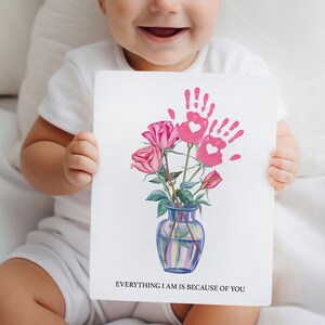 Flower Handprint Art for Mother's Day, DIY, Birthday, Mothers Day Gift ...