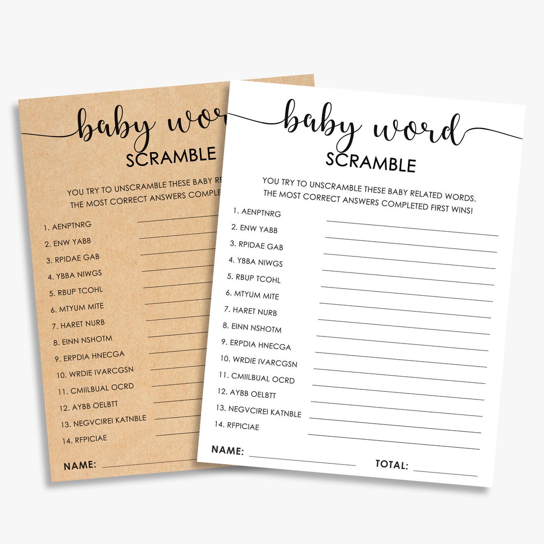 Baby Word Scramble Game for Zoom, Digital Download, Printable Baby ...