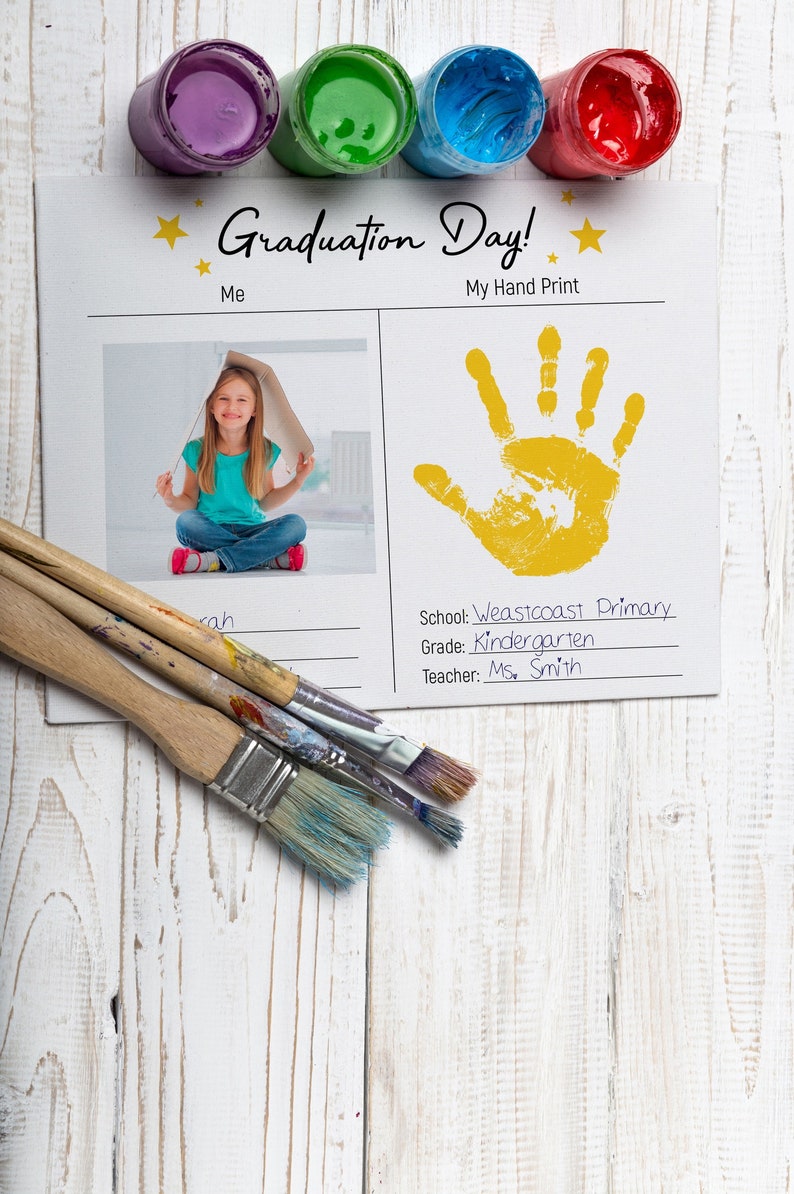 Kindergarten Graduation Keepsake Sign Handprint Art | Etsy