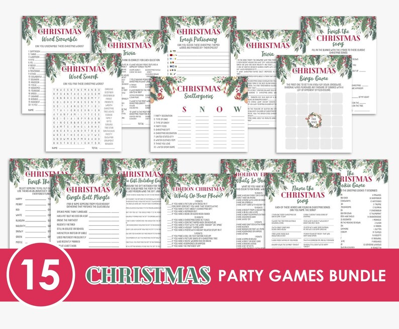 Christmas games printable BUNDLE christmas easy party game | Etsy