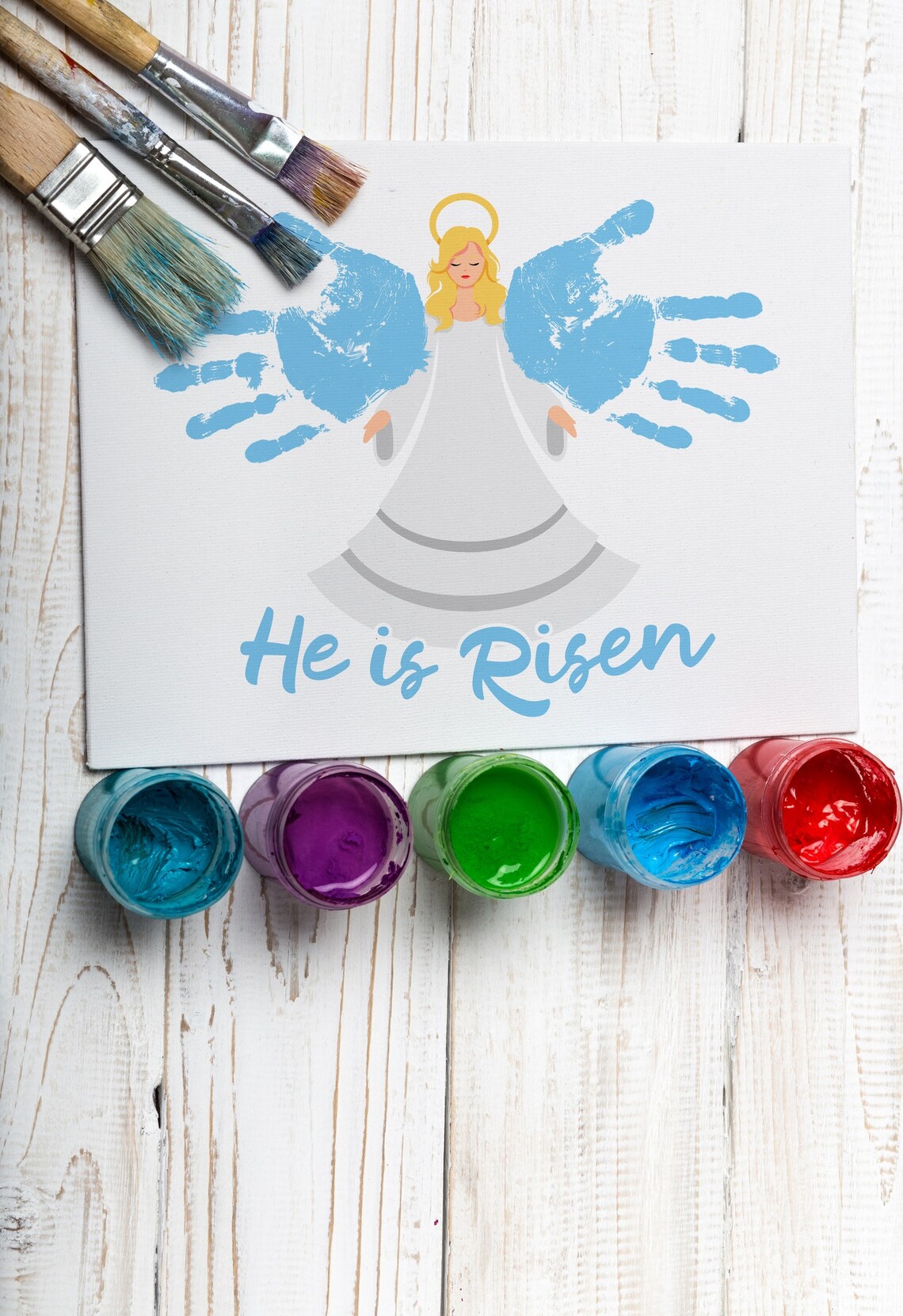 Angel Handprint Art Kid Easter Christian He is Risen - Etsy
