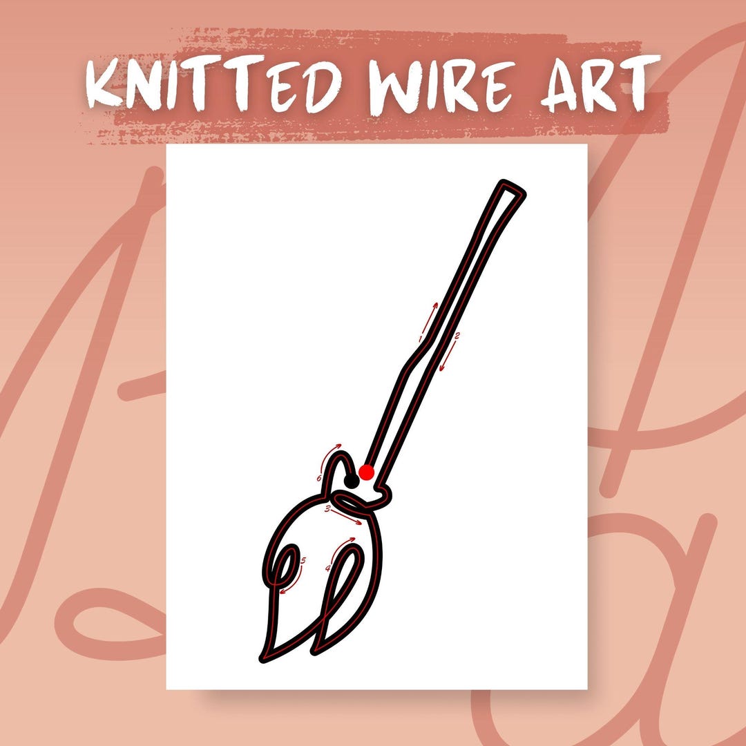Witch's Broom Bending Template for Knitted Wire Art, DIY, Halloween ...