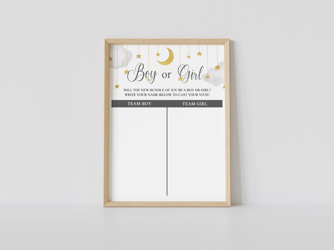Gender Reveal Boy or Girl Chart, Twinkle Twinkle Little Star Baby ...