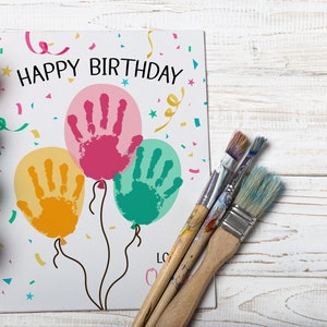 Handprint Balloons Birthday Card: DIY Keepsake Gift (printable) - Etsy