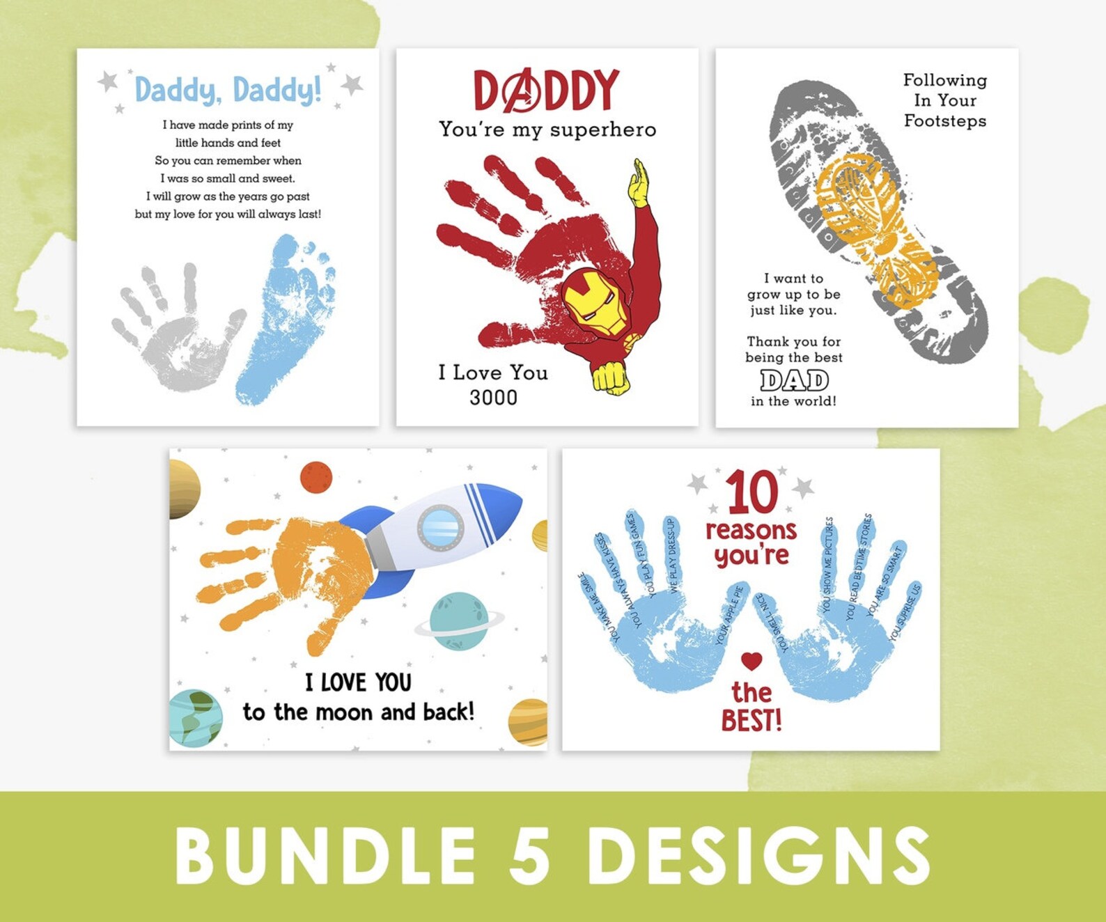 Handprint art bundle fathers day gift from son set | Etsy