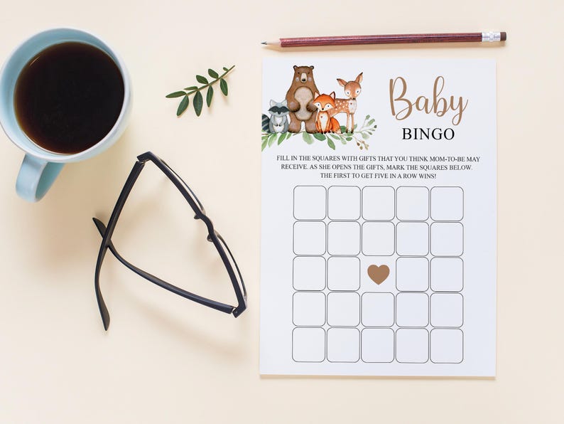 Woodland Baby Shower Bingo Cards: Forest Animals, Gender Neutral ...