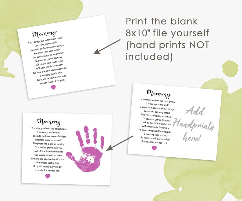 Handprint Art DIY Mothers Day Gift From Kids INSTANT - Etsy