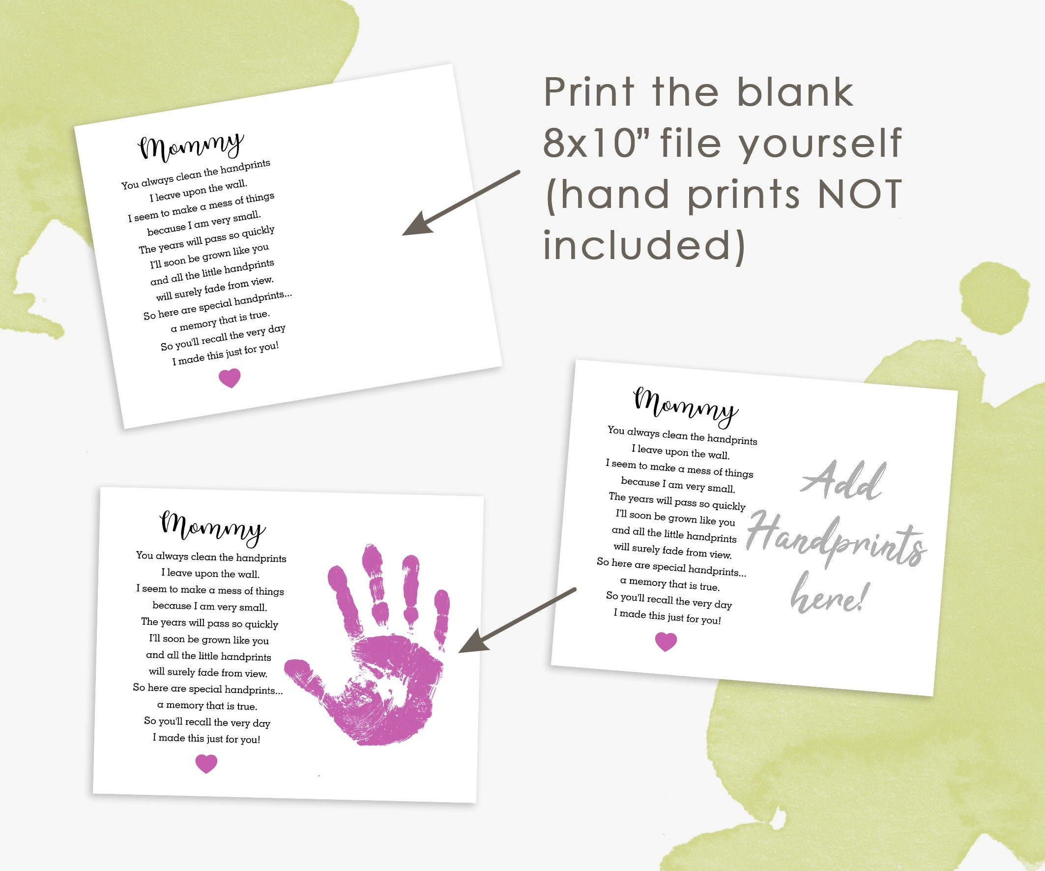Handprint Art DIY Mothers Day Gift From Kids INSTANT - Etsy