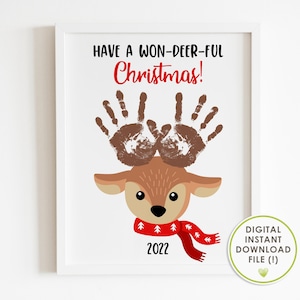 Handprint Art Christmas Crafts for Kids Reindeer DIY - Etsy