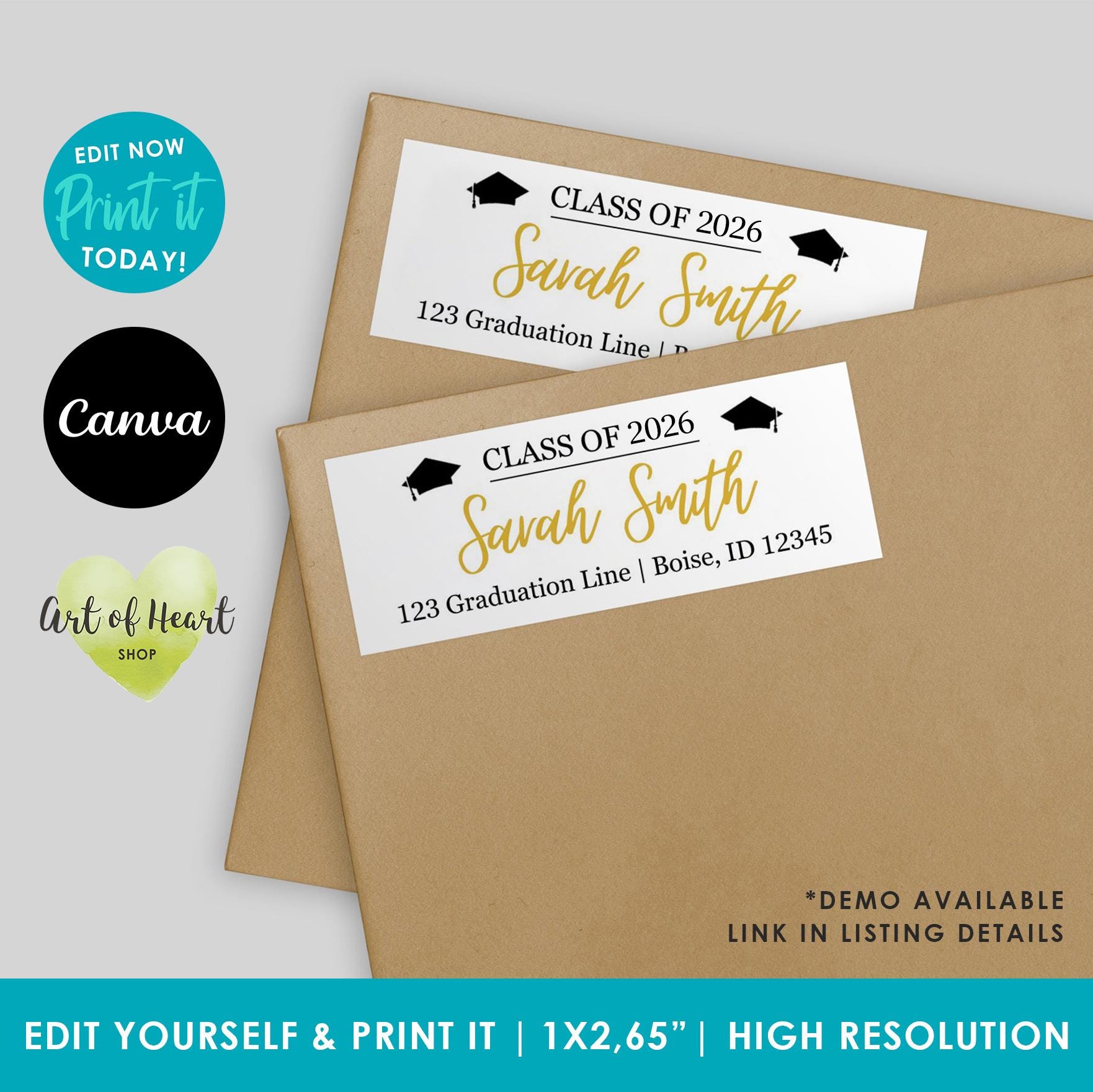 Editable Graduation Address Labels, INSTANT DOWNLOAD, Graduation ...