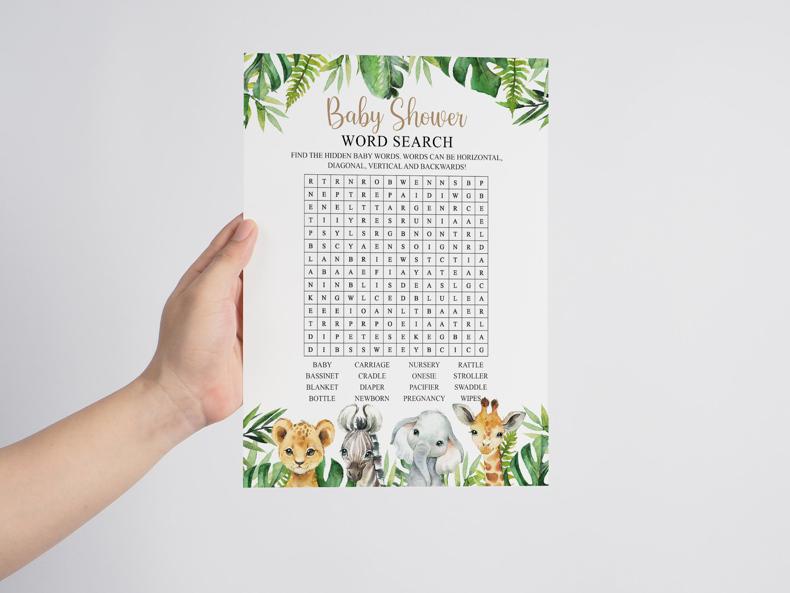 Safari Baby Shower Word Search Baby Shower Word Scramble Game Free