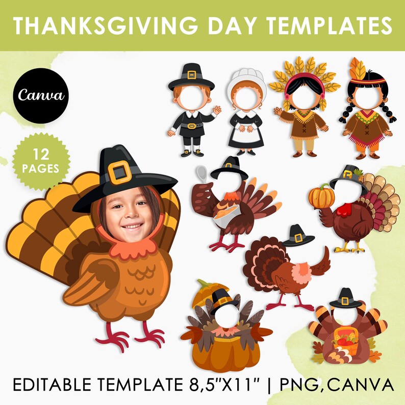 Add Your Own Photo, Thanksgiving Characters Photo Frames, Turkey Face ...