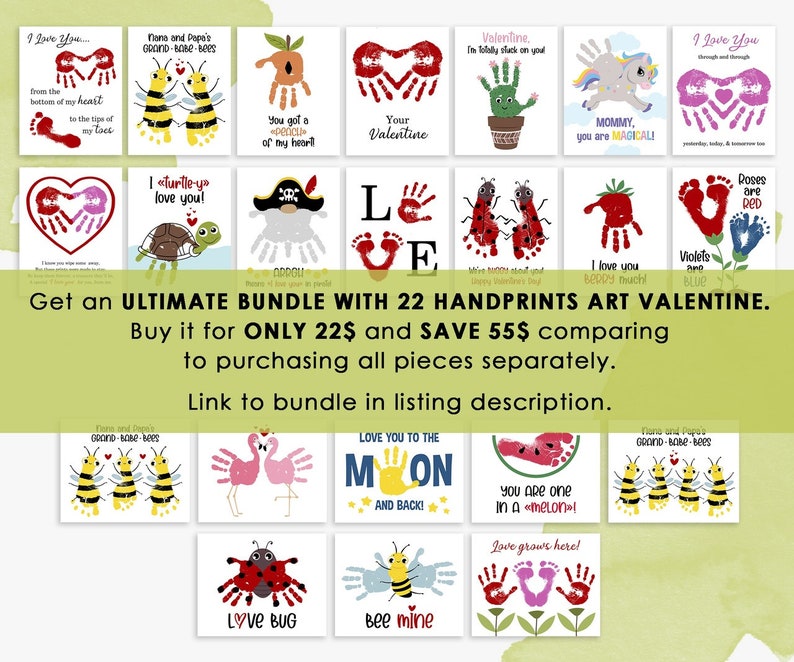 Handprint Art Valentine Footprint Craft for Valentines Day I - Etsy