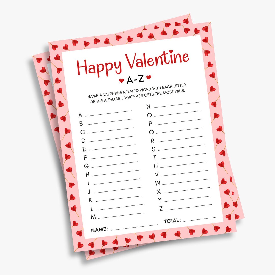 Valentine's Day A-Z Game for Adults for Kids, Valentines Classroom ...