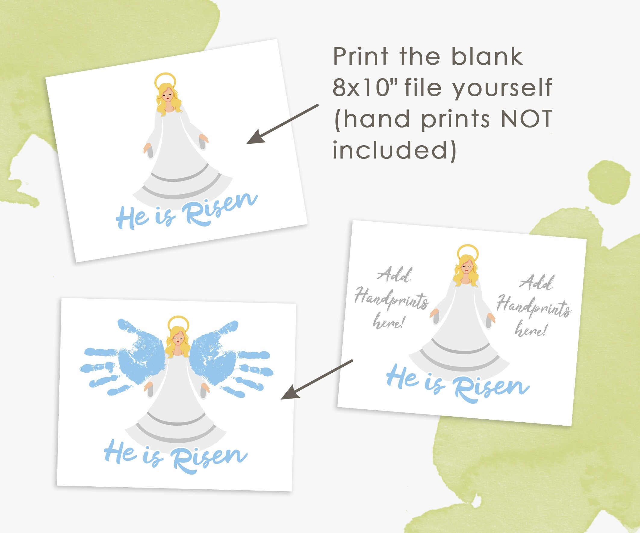 Angel Handprint Art Kid Easter Christian He is Risen - Etsy