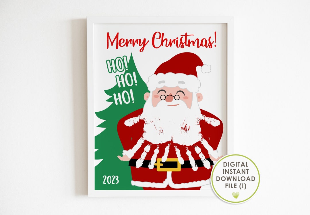 Handprint Christmas Craft Santa Claus Handprint Art - Etsy