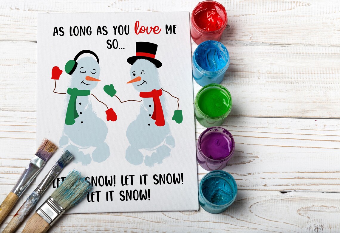 Footprint Art Snowman Christmas Craft for Kids for Baby | Etsy