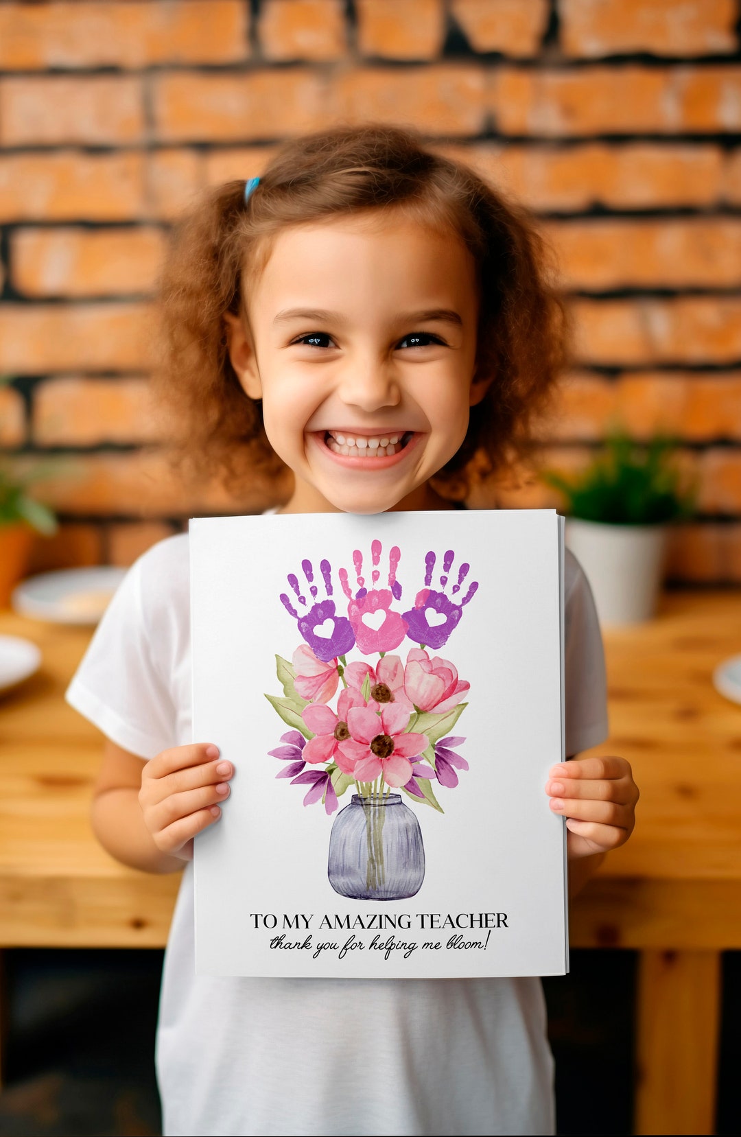 Teacher Appreciation Gift, Flower Bouquet Handprint Art Craft, DIY ...