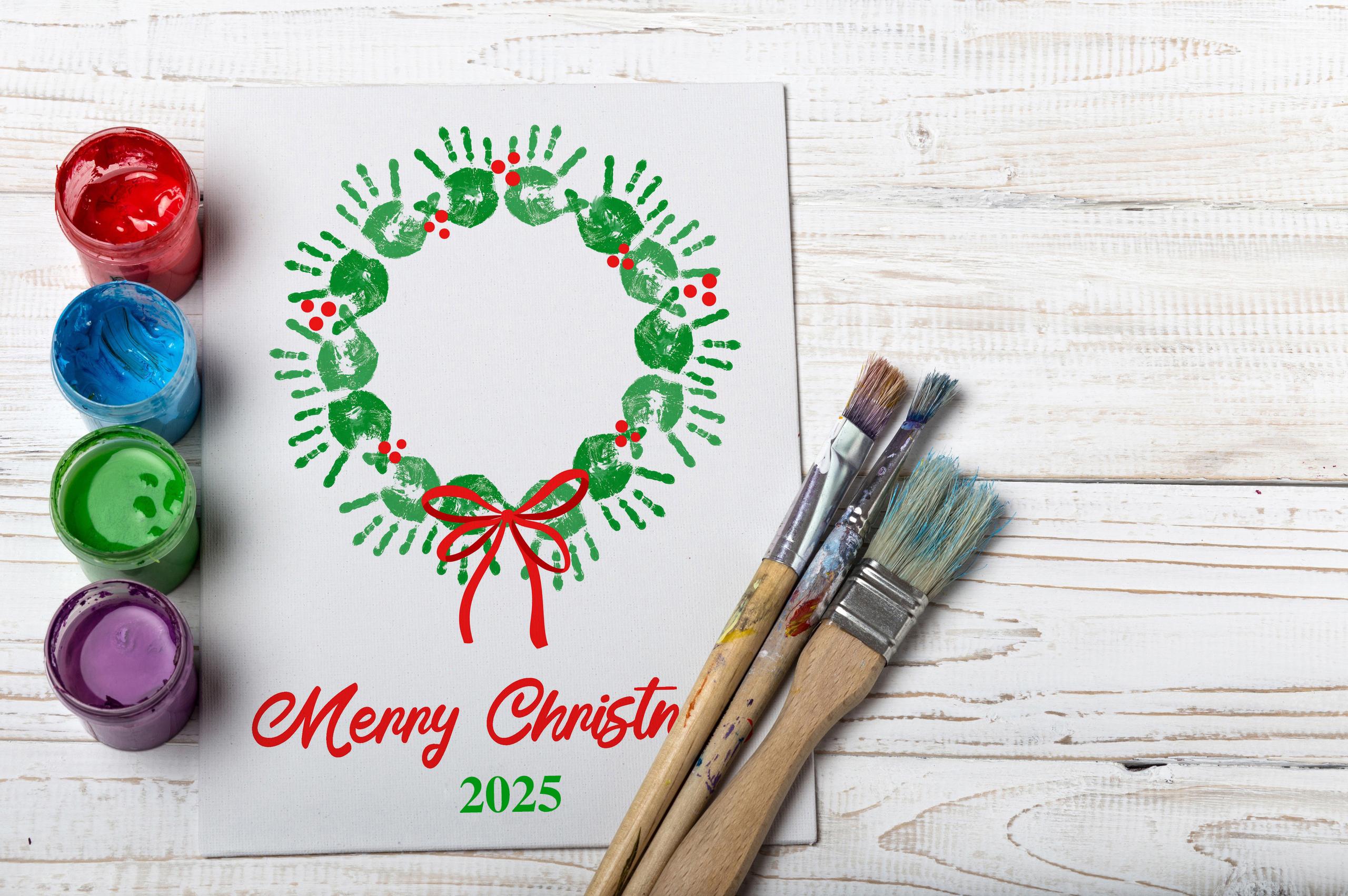 My First Christmas, Handprint Art, Wreath Handprint Art, Christmas ...