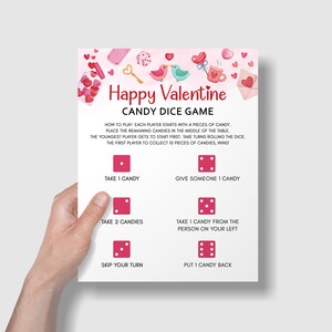 Valentines Candy Dice Game for Kids, Valentine's Day Classroom Kids ...