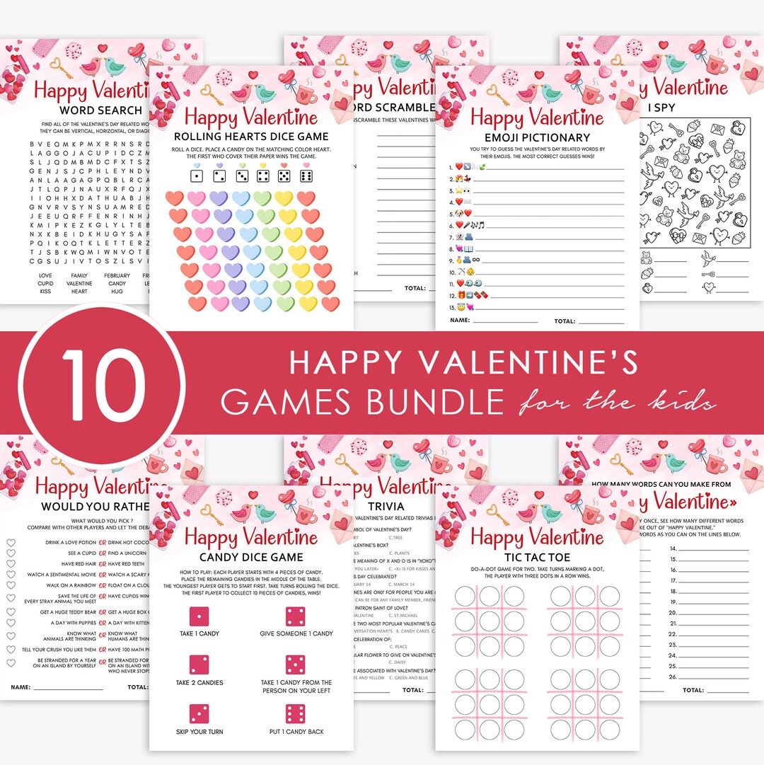Valentine's Day Games for Kids, BUNDLE, Valentines Classroom Kids ...