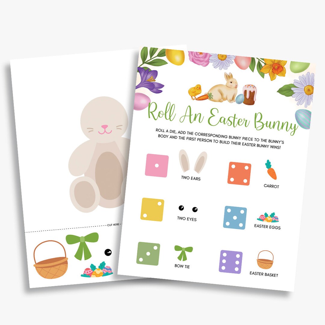 Roll a Bunny, Easter Game for Kids, Dress a Bunny, Easter Preschool ...