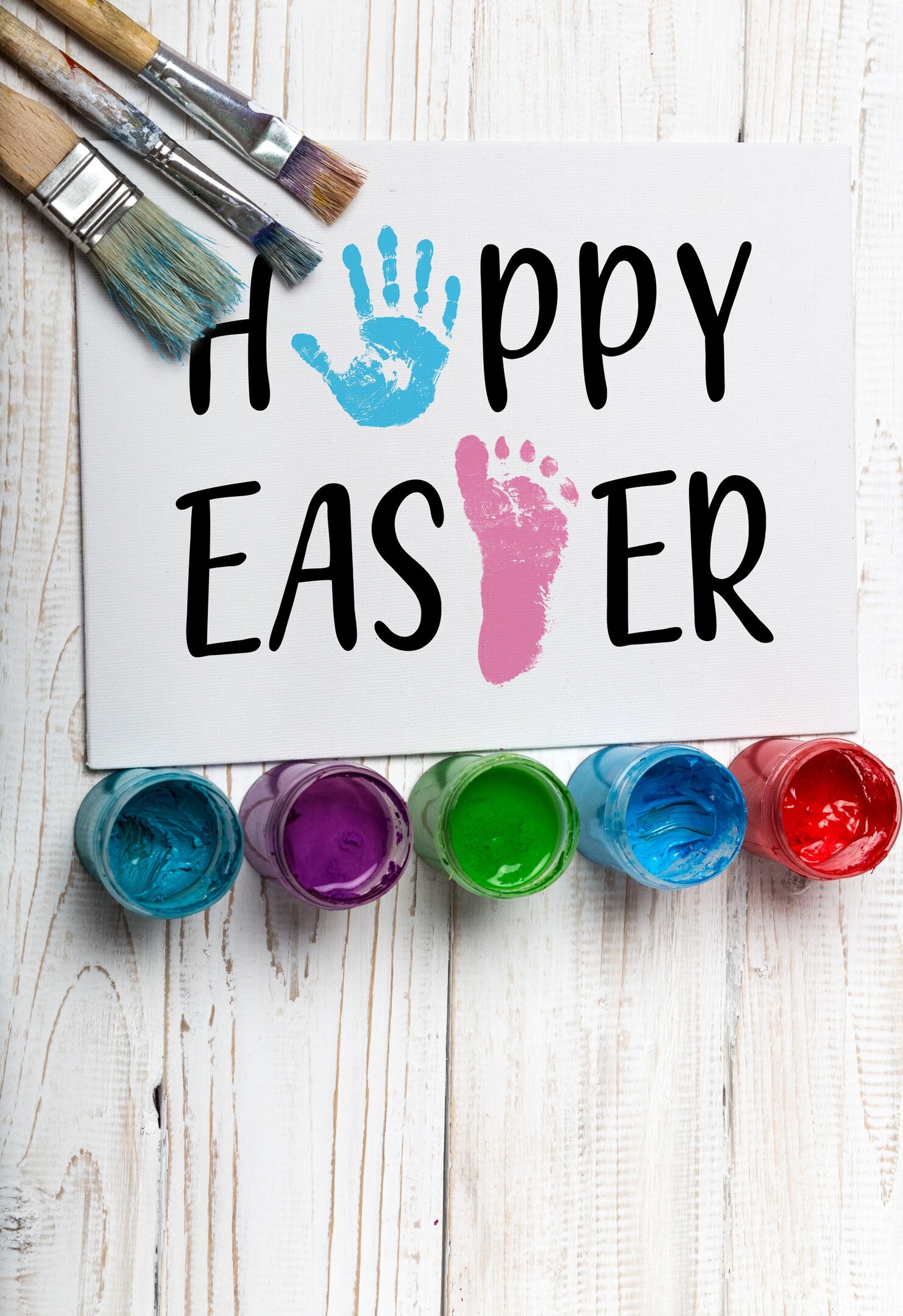 Happy Easter Handprint Art, Easter Card From Baby or Kids, Instant ...