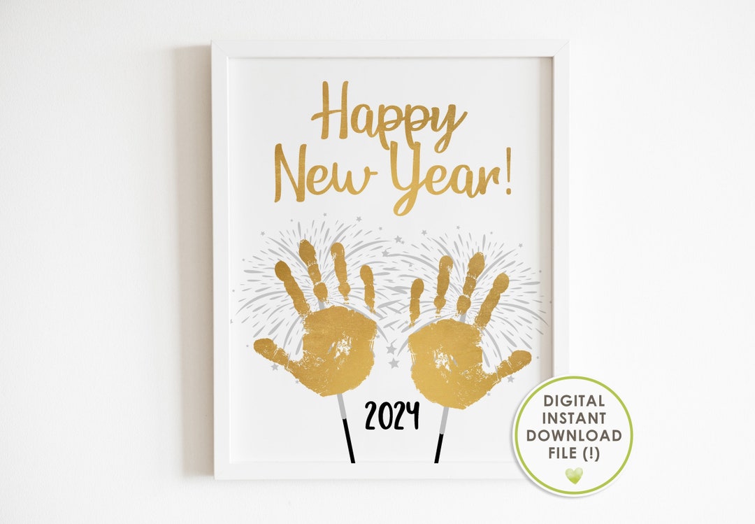 2024 Happy New Year, Handprint Art, New Years Craft, for Baby, for ...