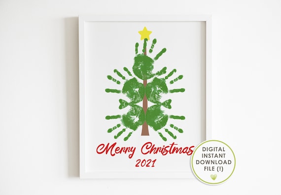 Christmas Tree Handprint Art Handprint Christmas Craft | Etsy