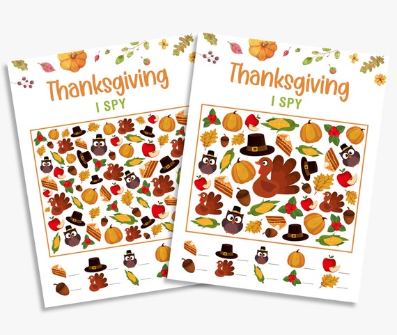 I Spy Thanksgiving Game for Kids Easier & Harder - Etsy