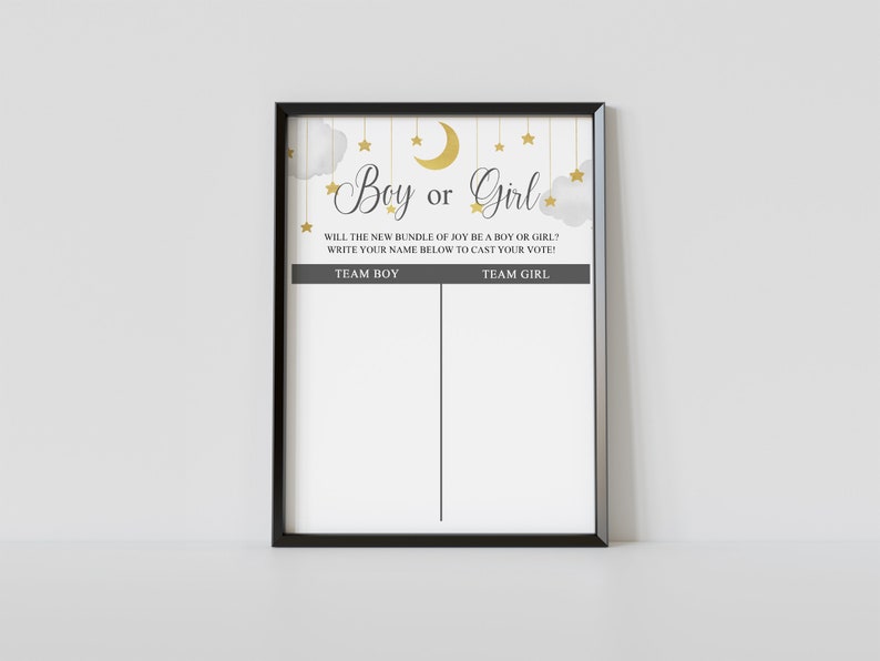 Gender Reveal Boy or Girl Chart Twinkle Twinkle Little Star - Etsy