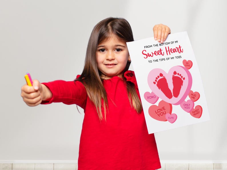 Sweetheart Footprint Craft for Babies Toddlers Kids, First Valentine ...