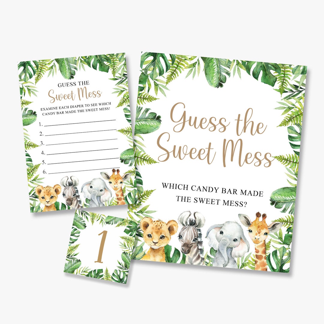 Guess the Sweet Mess Game, Poopy Diaper Game, Safari Baby Shower, Guess ...