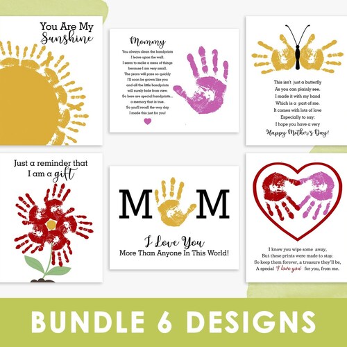 Mothers Day Handprint Art Bundle Mothers Day Craft for Kids | Etsy