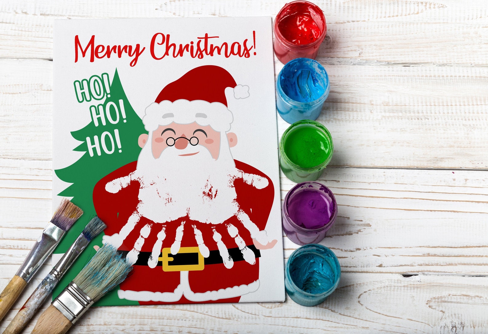 Handprint Christmas Craft Santa Claus Handprint Art | Etsy