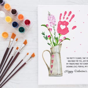 Valentine's Day Poem Handprint Art Bouquet, Valentines Craft Activity ...