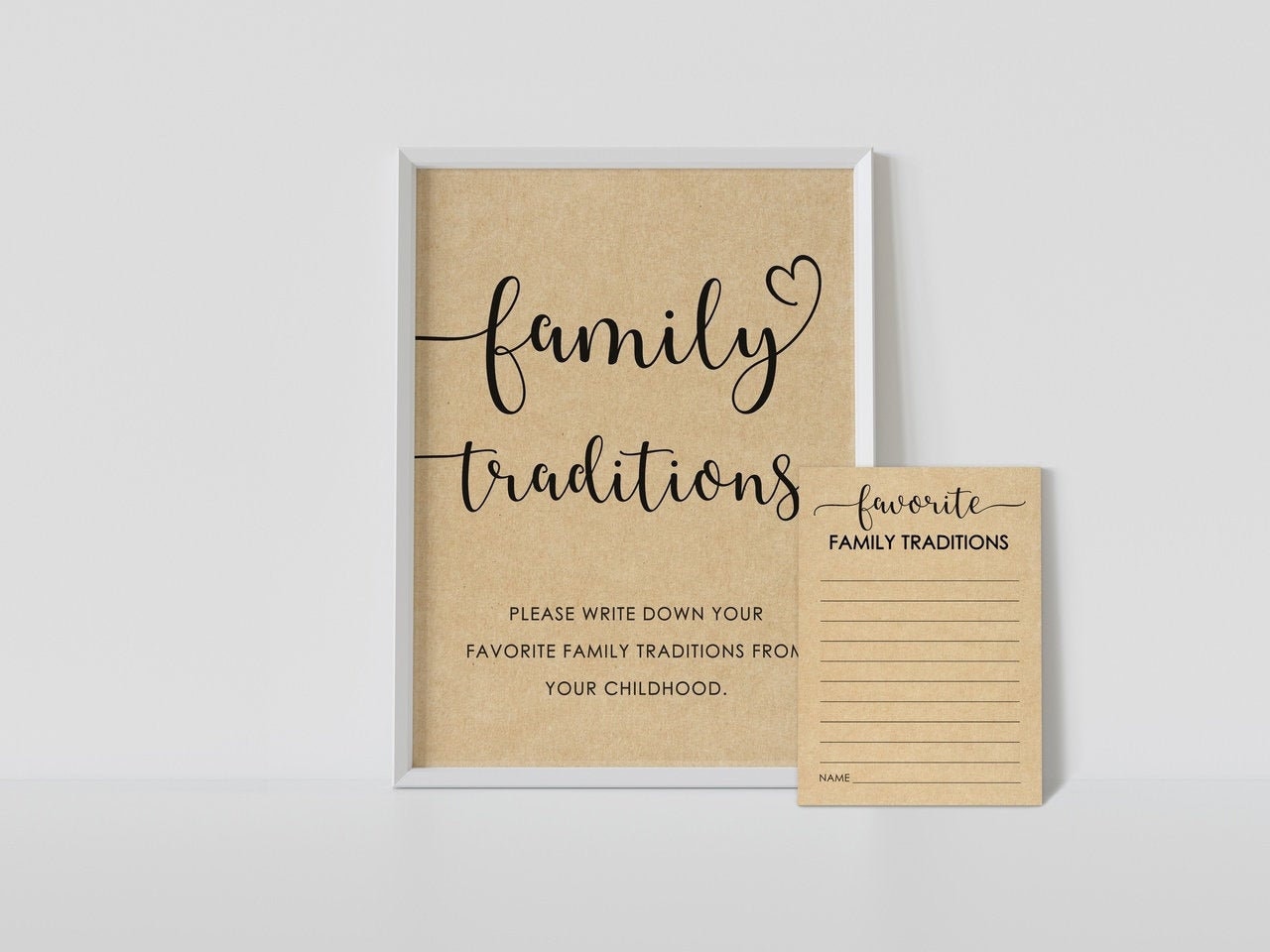 Family Traditions Cards and Sign Rustic Baby Shower Kraft | Etsy