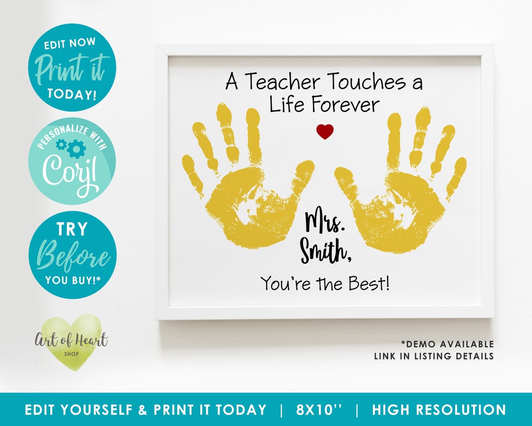 Handprint Art Craft / Teacher Gift / Personalized / Preschool ...