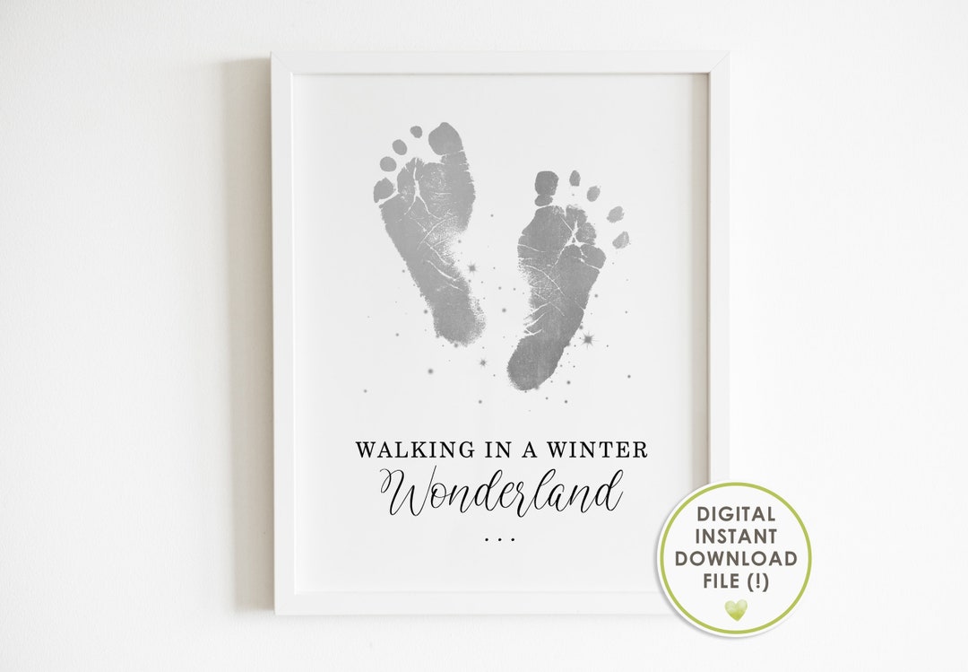 Winter Nursery Decor, Footprint Art, Christmas Baby Keepsake, First ...