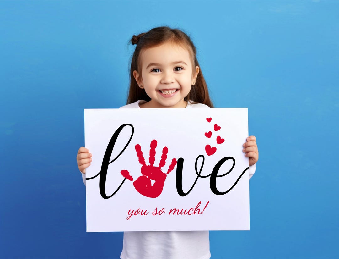 LOVE Handprint Art Craft, Valentine's Day Gift From From Kids, DIY ...